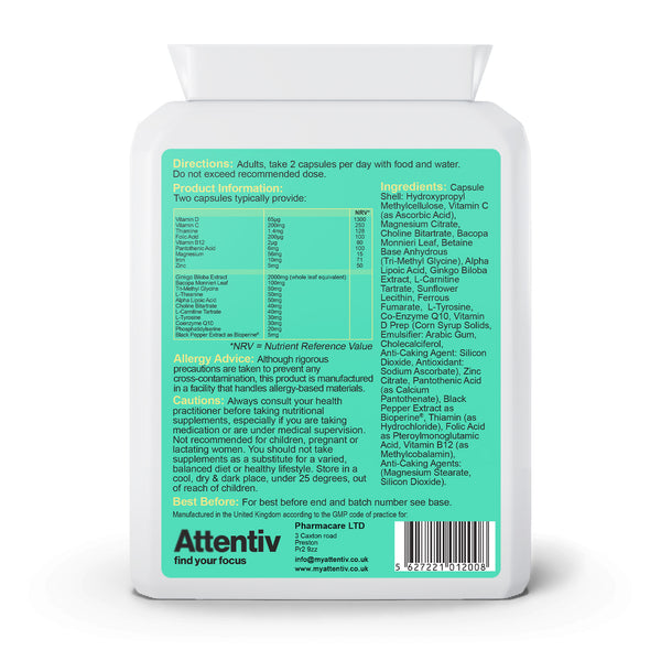 Attentiv FOCUS+ Formula (60 Capsules)